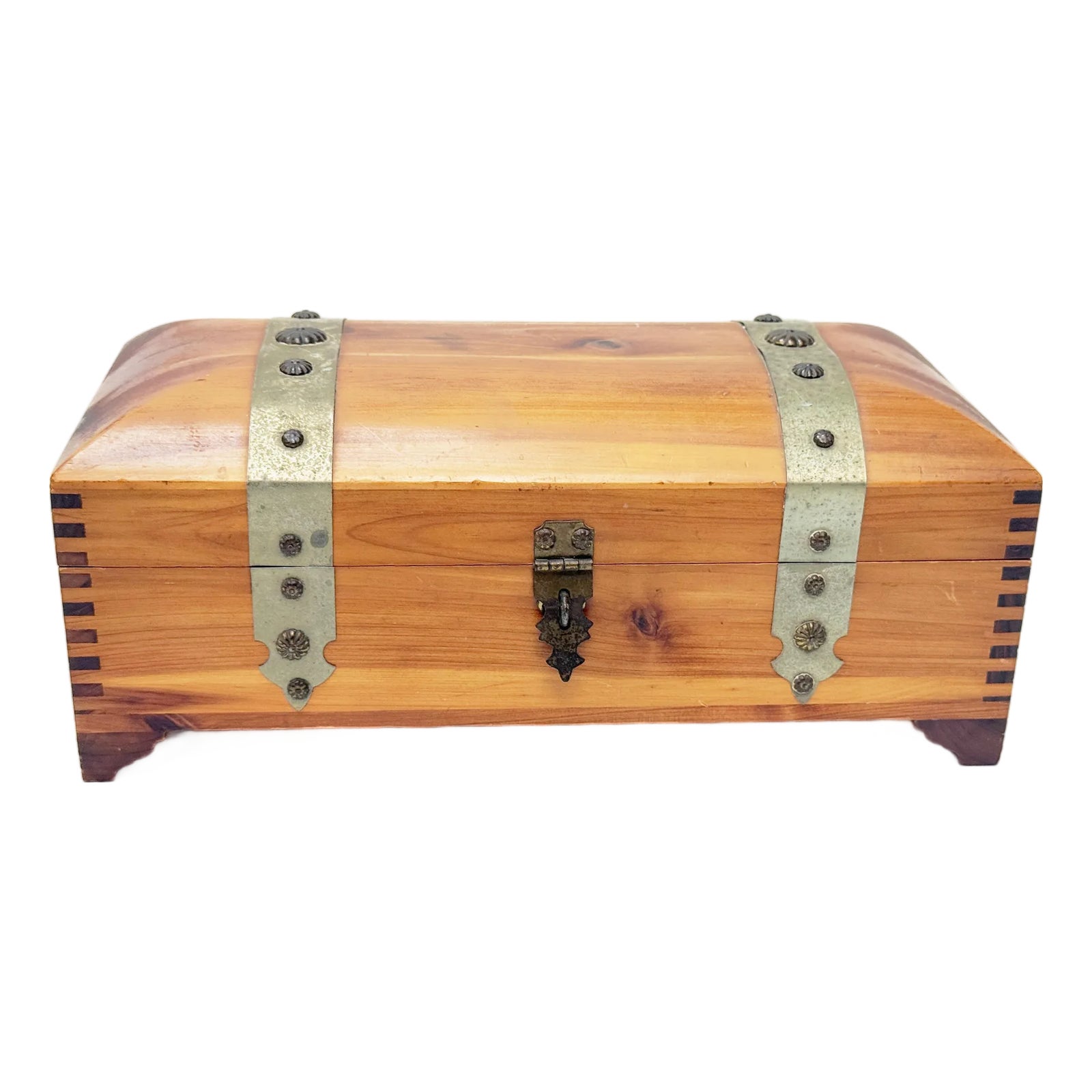 Vintage 1950's Mary Lu Wood Jewelry Box, Treasure Chest | Chairish
