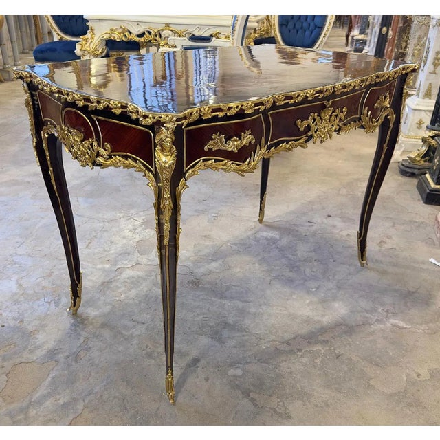 French Rococo Style Writing Desk With Gold Details | Chairish