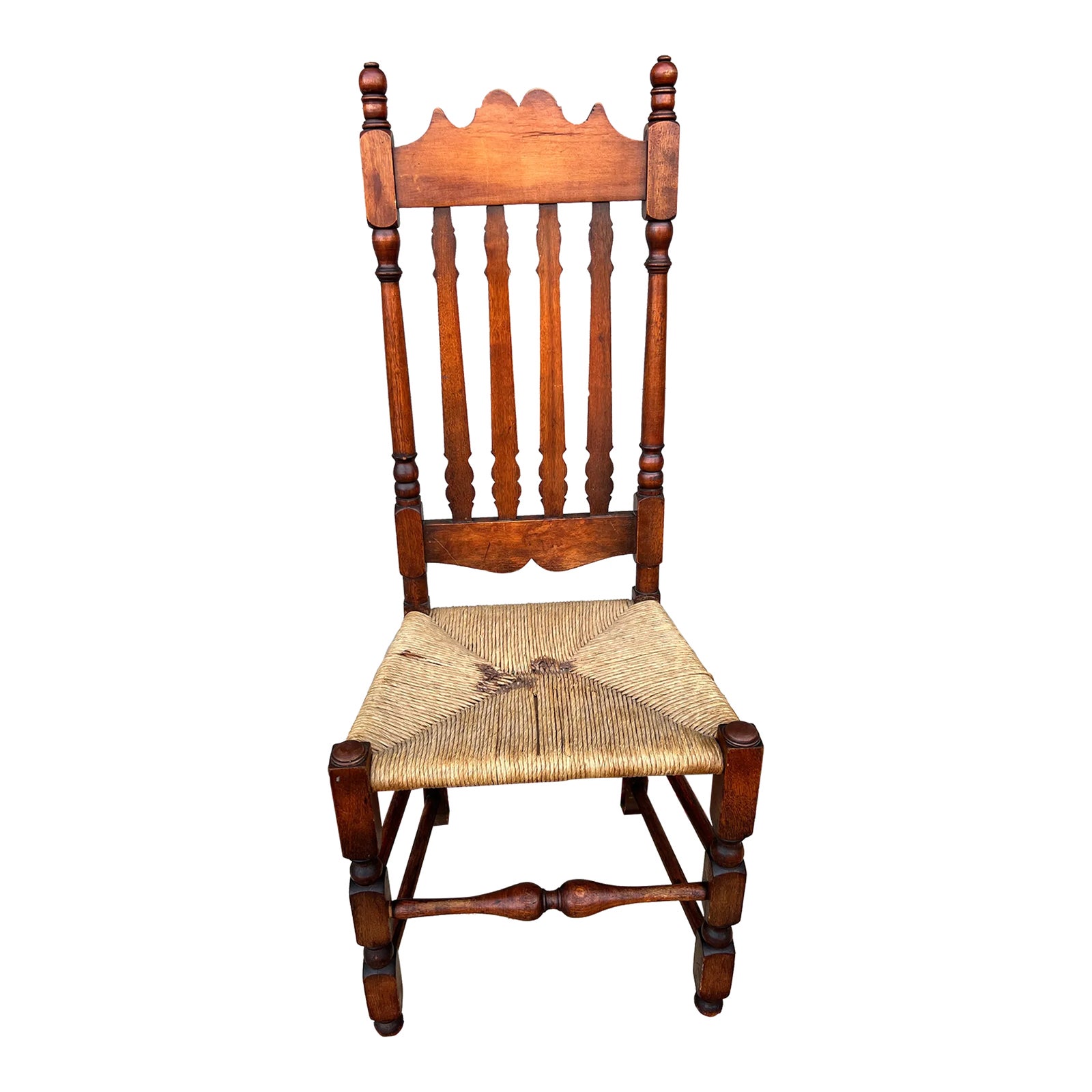 1930s Vintage Country Bannister Back Side Chair | Chairish