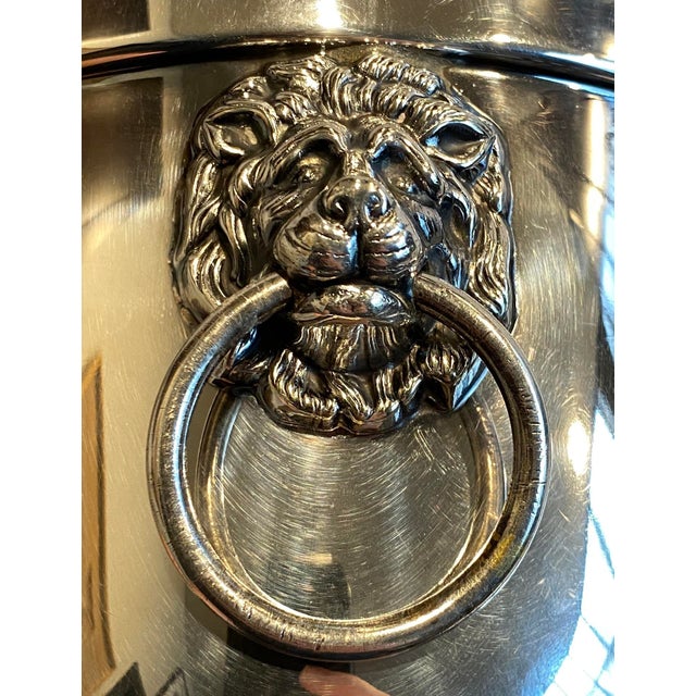 Lion Handled Silverplate Ice Bucket | Chairish