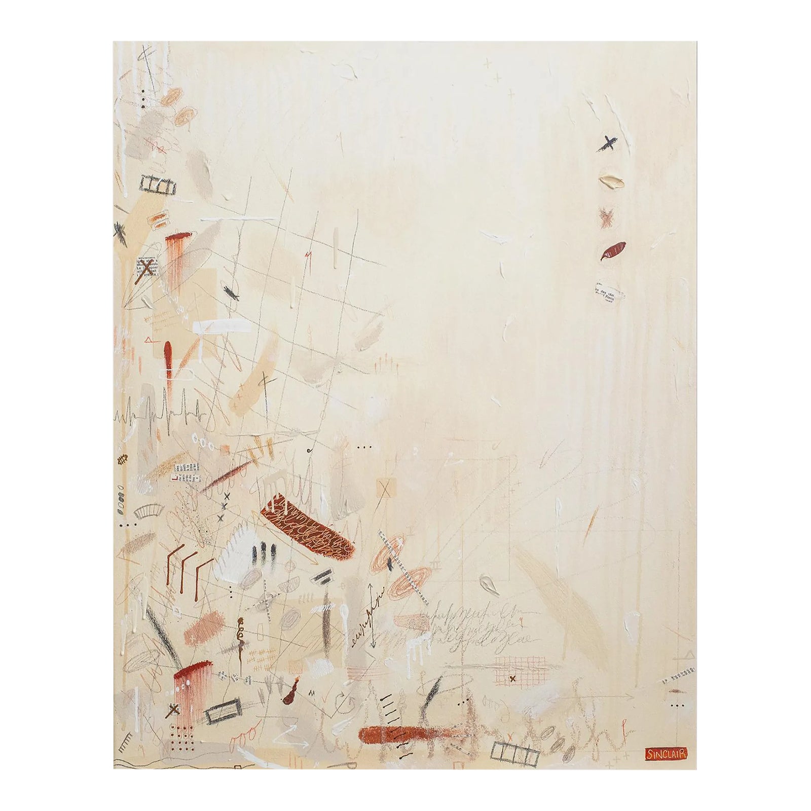 Original Beige Abstract Painting on Canvas by Margot Sinclair | Chairish