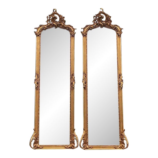 Late 20th Century Rococo-Style Gold Frame Full Length / Floor Mirrors ...