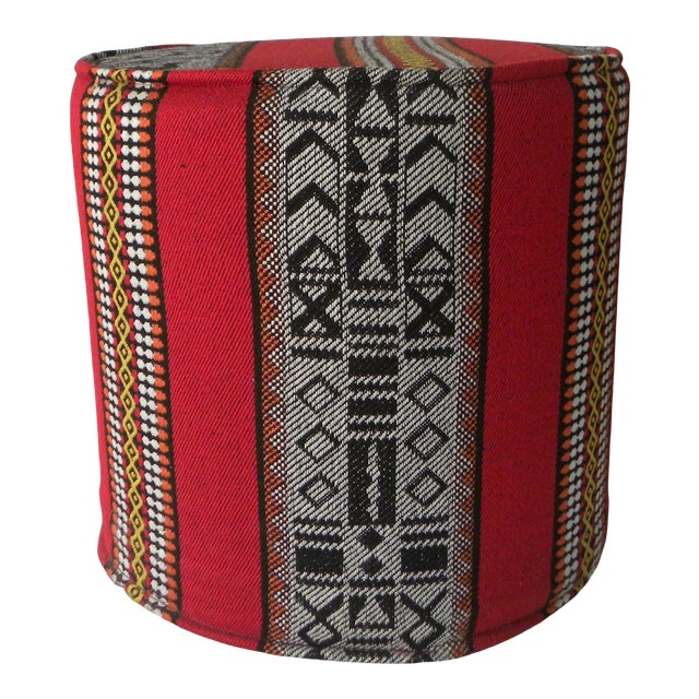 Moroccan Red Pouf Ottoman | Chairish
