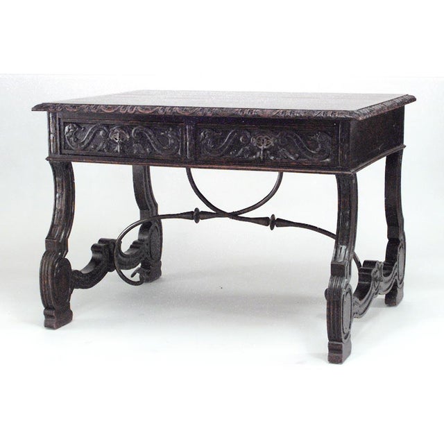 Italian Renaissance Carved Oak Table Desk | Chairish
