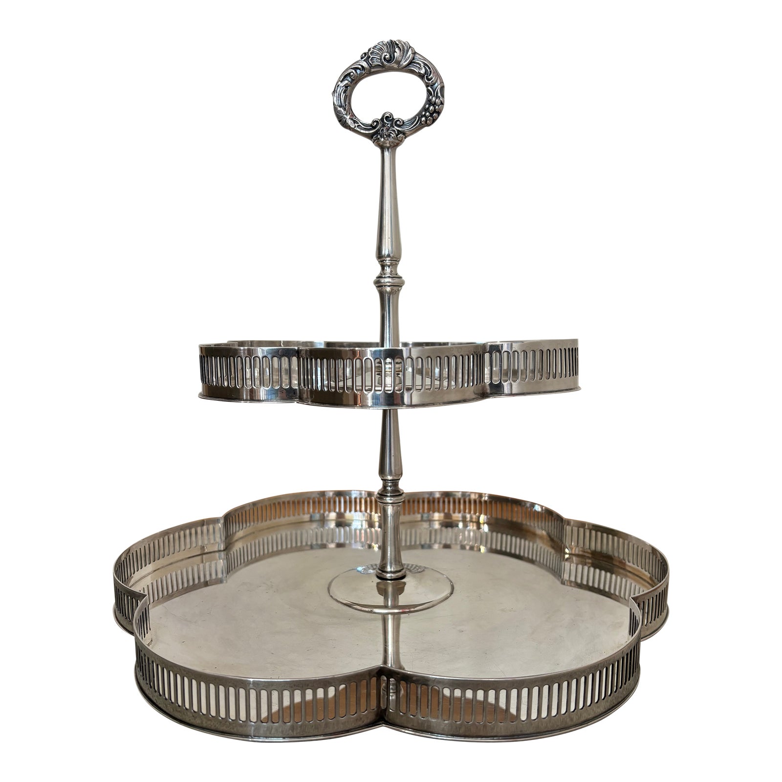 Silver Plate Two-Tier Dessert Stand, 60's | Chairish