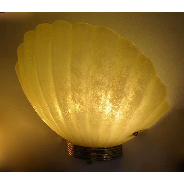 1970s Italian Art Deco Style Set of 4 Shell Sconces in Gold & White ...