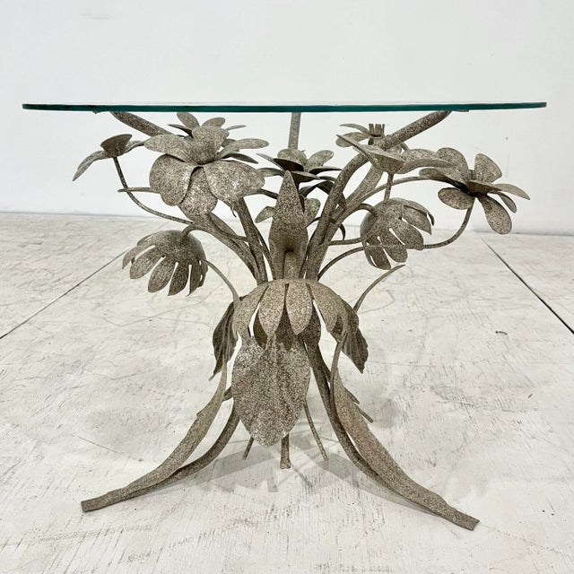 Vintage Tole Flower Side Table | Chairish