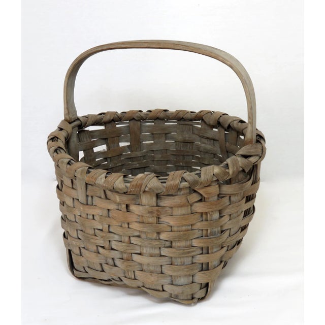 Big Antique Rustic American Primitive Hand Woven Basket | Chairish