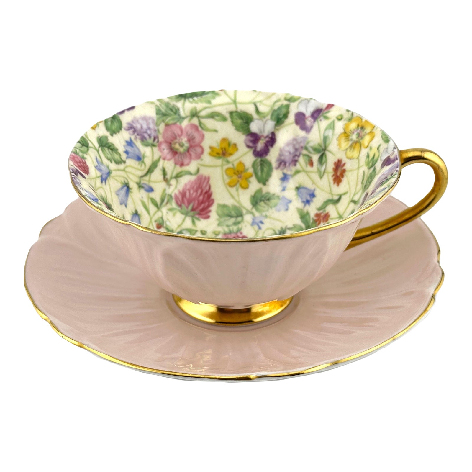 Shelley Oleander Countryside Chintz Cup & Saucer – Pink Vintage 1940s ...