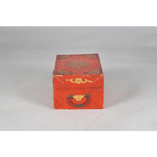 Late 19th Century Chinese Export Red Lacquered Box | Chairish
