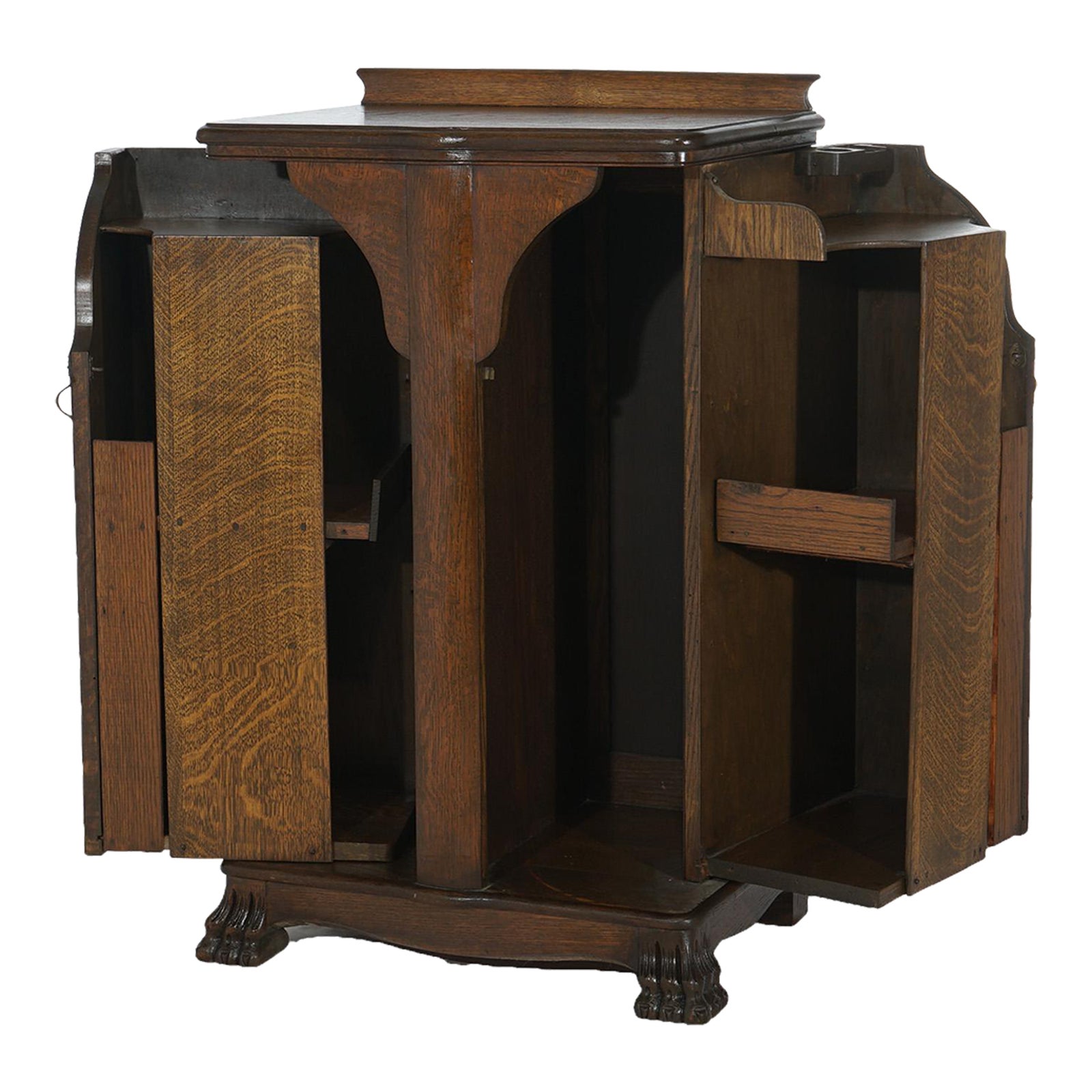 Antique Victor Victrola Old School Oak Record Cabinet C1920 | Chairish