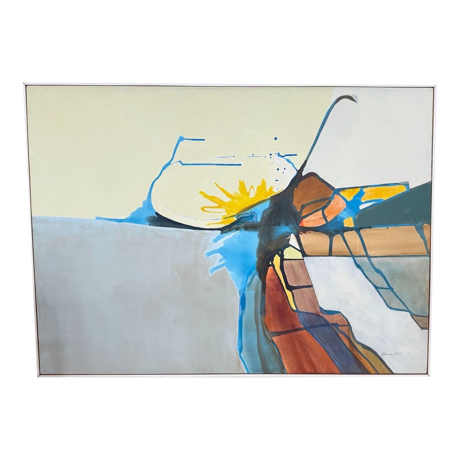 Glenna Finch Large Scale Abstract Painting Sarasota Artist 1976 | Chairish