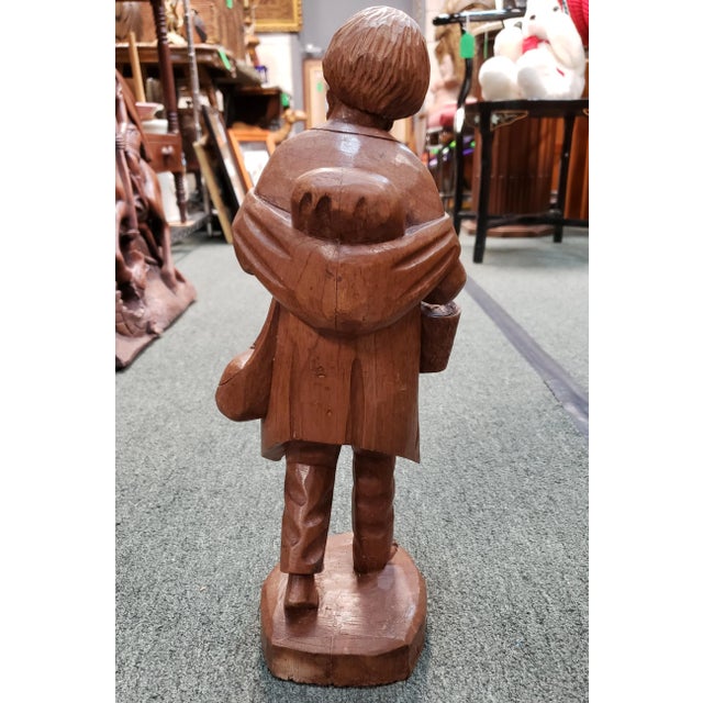 Mid 20th Century Old Wanderer Wood Carving Figurine | Chairish