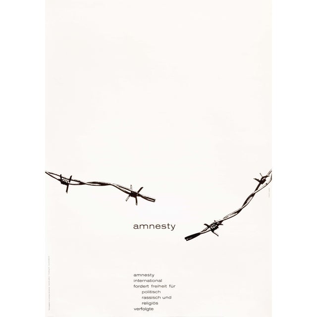 1980s German Amnesty International Poster, Barbed Wire | Chairish