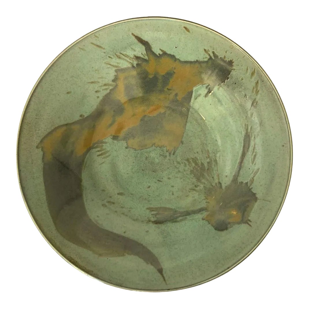 Large Ron Dier for Steve Chase Celadon Green Ceramic Centerpiece Bowl ...