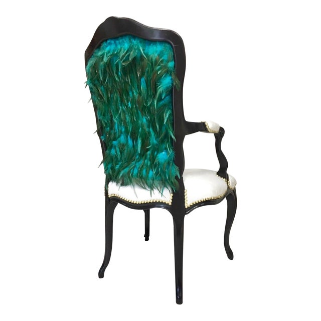Modern Teal Feather Chair | Chairish
