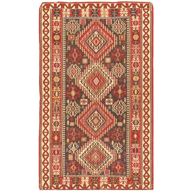 Antique Kilim Brown/Ivory Rug, 7' 2" X 11' 3" | Chairish