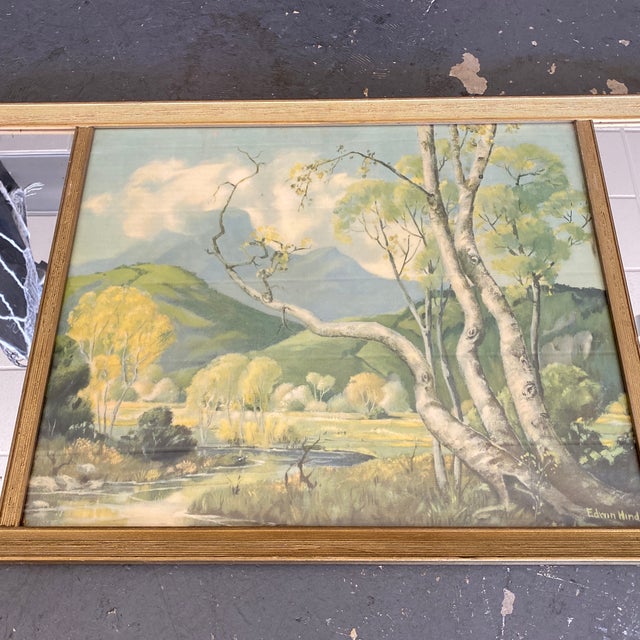 Vintage Edwin Hinde Print With Vintage Mirror Frame | Chairish