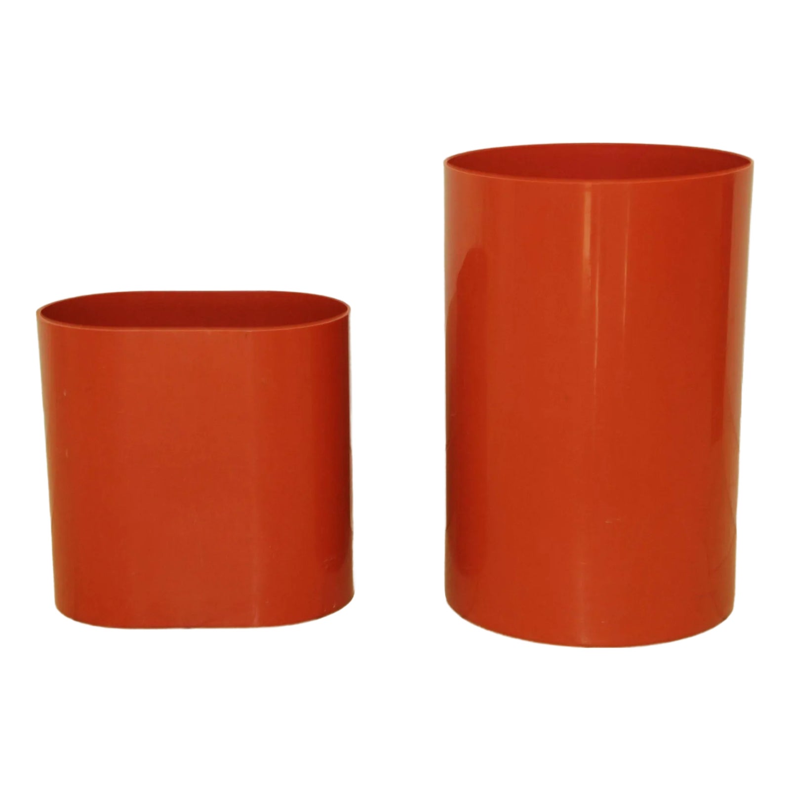 Vintage Ingrid Ltd. Chicago Orange Paper Bin Set of 2 Wastebaskets ...