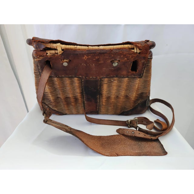 Antique American 1900s Split Reed Fishing Creel | Chairish