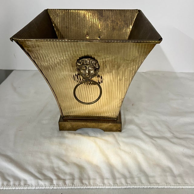 Brass Cachepot With Lions Head Knockers | Chairish