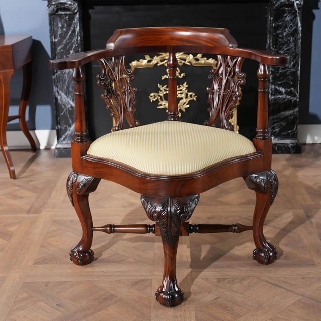 Traditional Wooden Corner Chair | Chairish
