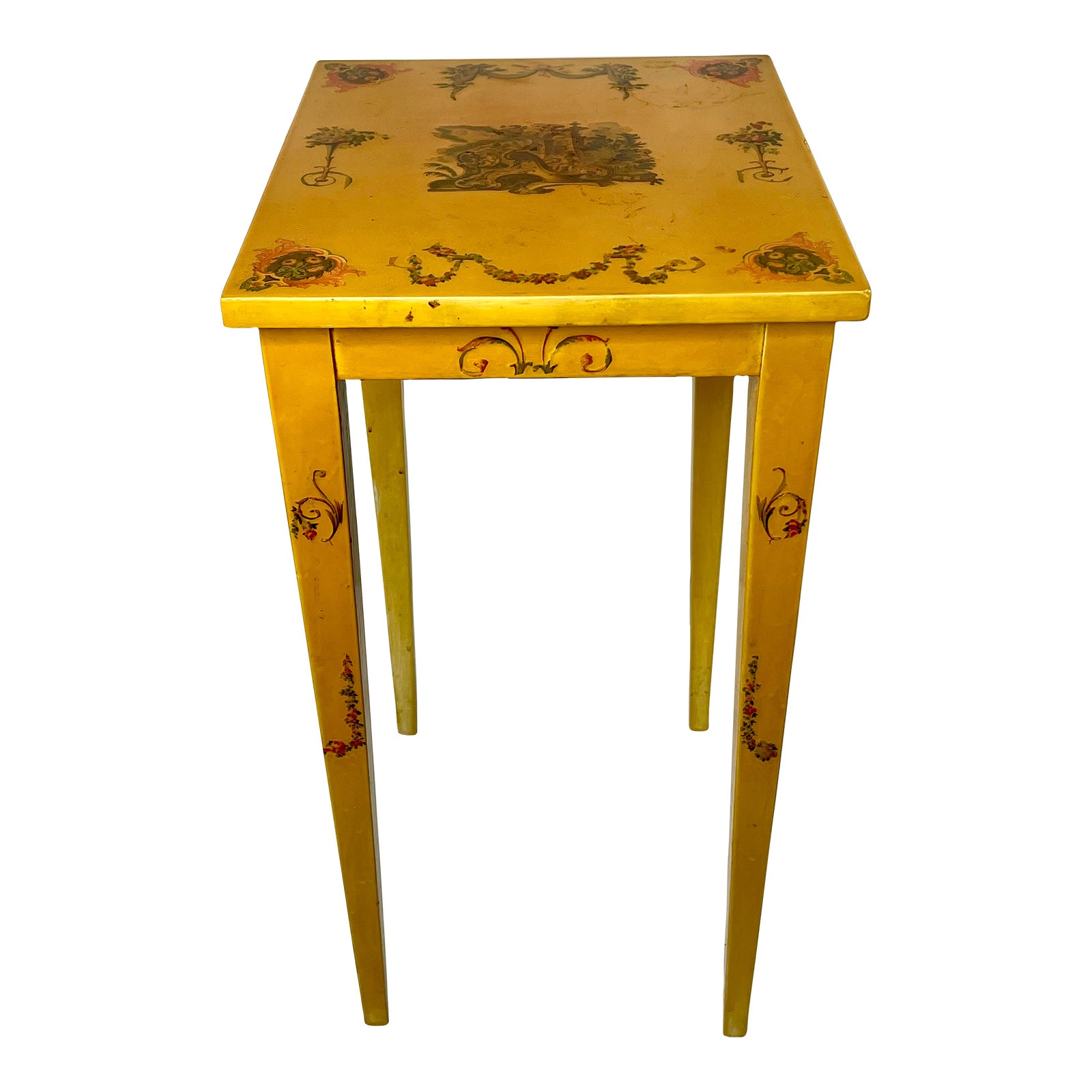 Vintage Italian Style Yellow Side Table | Chairish