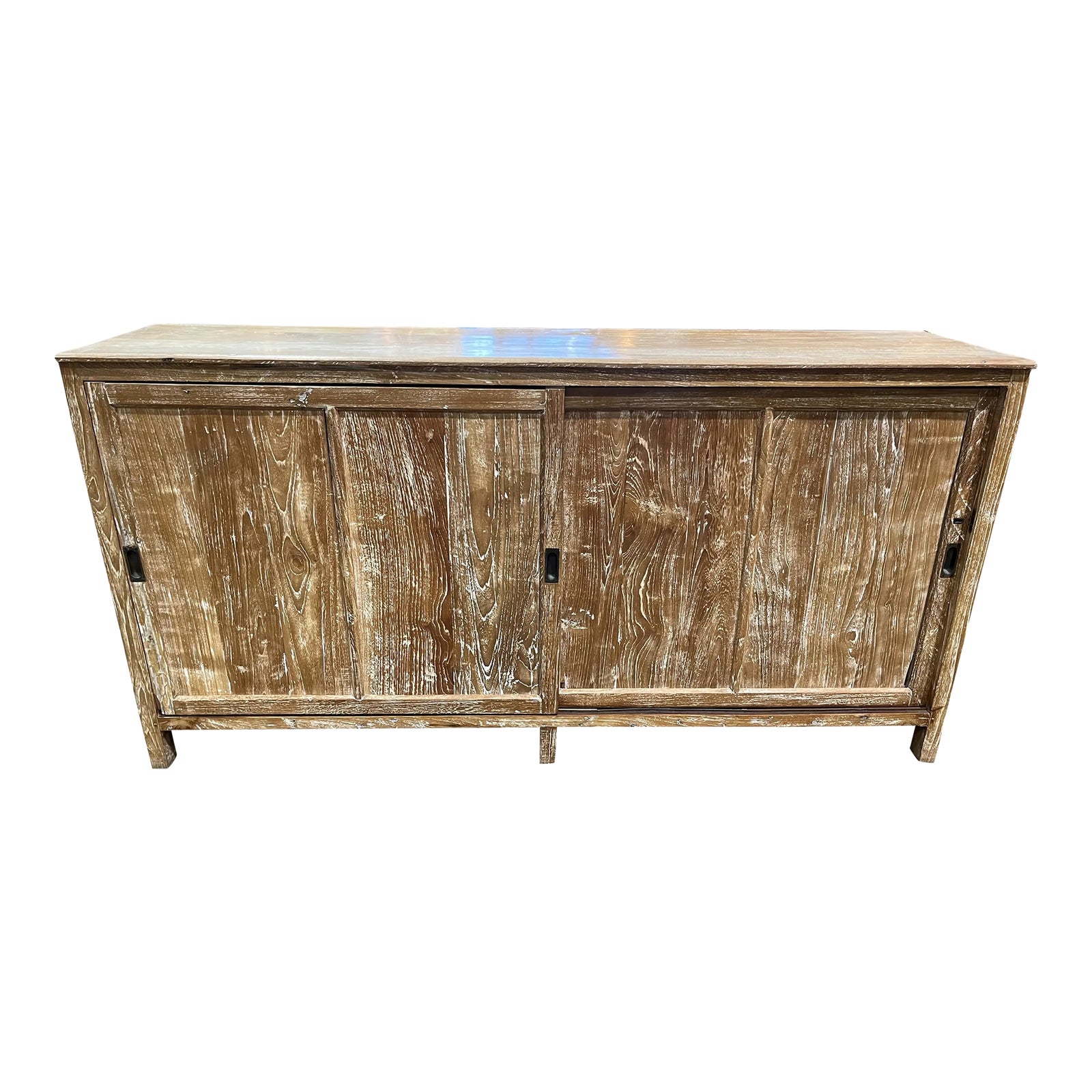 Rustic Wood Buffet With Sliding Doors | Chairish