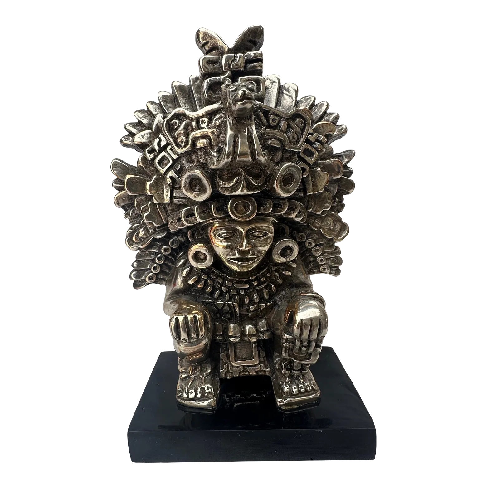 D Argenta Silver Plate Aztec Figure | Chairish