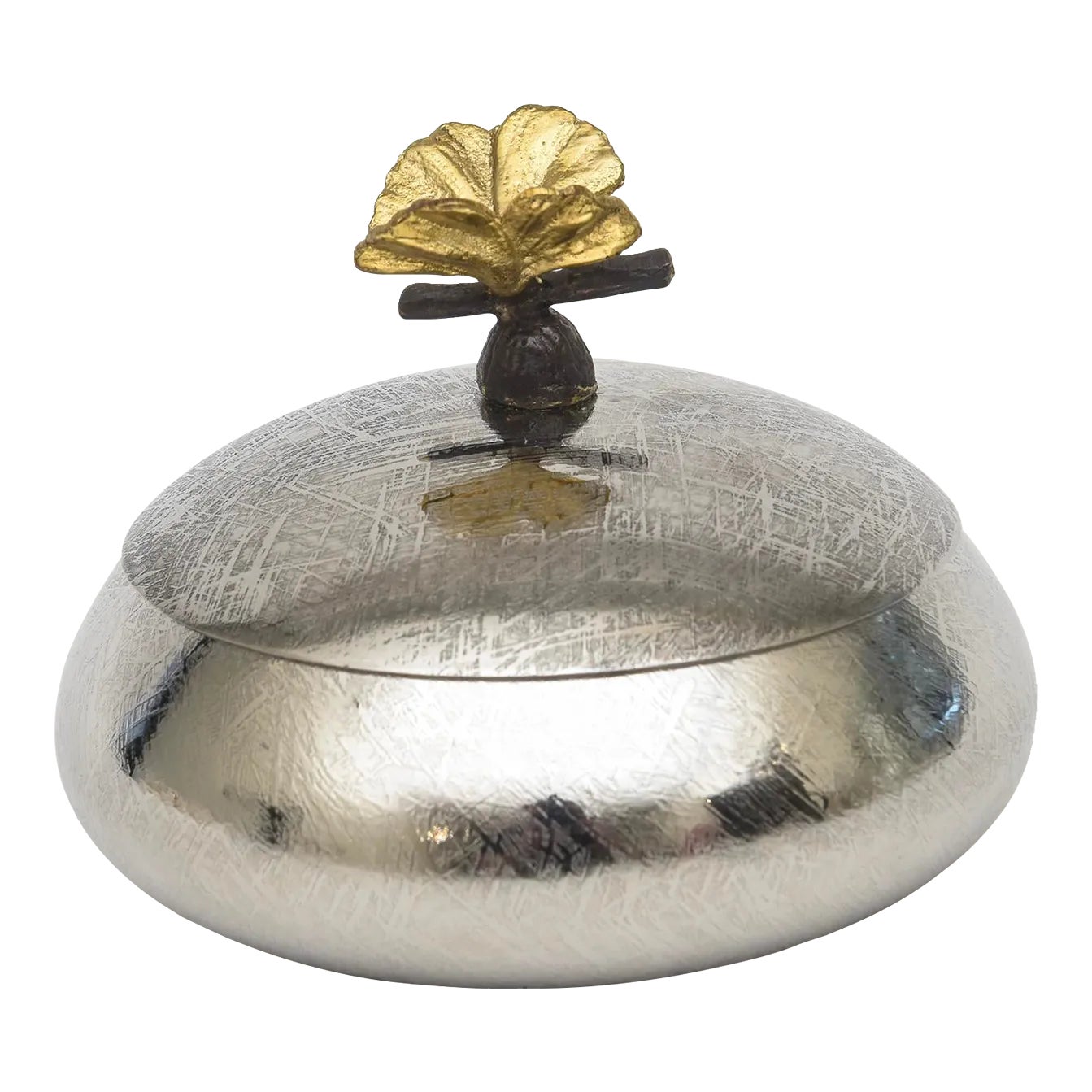 Vintage Michael Aram Tooled Silver, Brass, Black Metal and Enamel Round ...