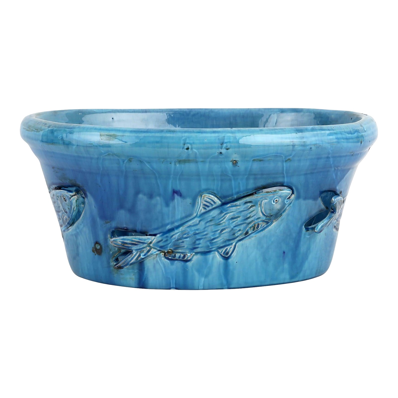 VIETRI Mediterranea Blue Fish Oval Planter | Chairish