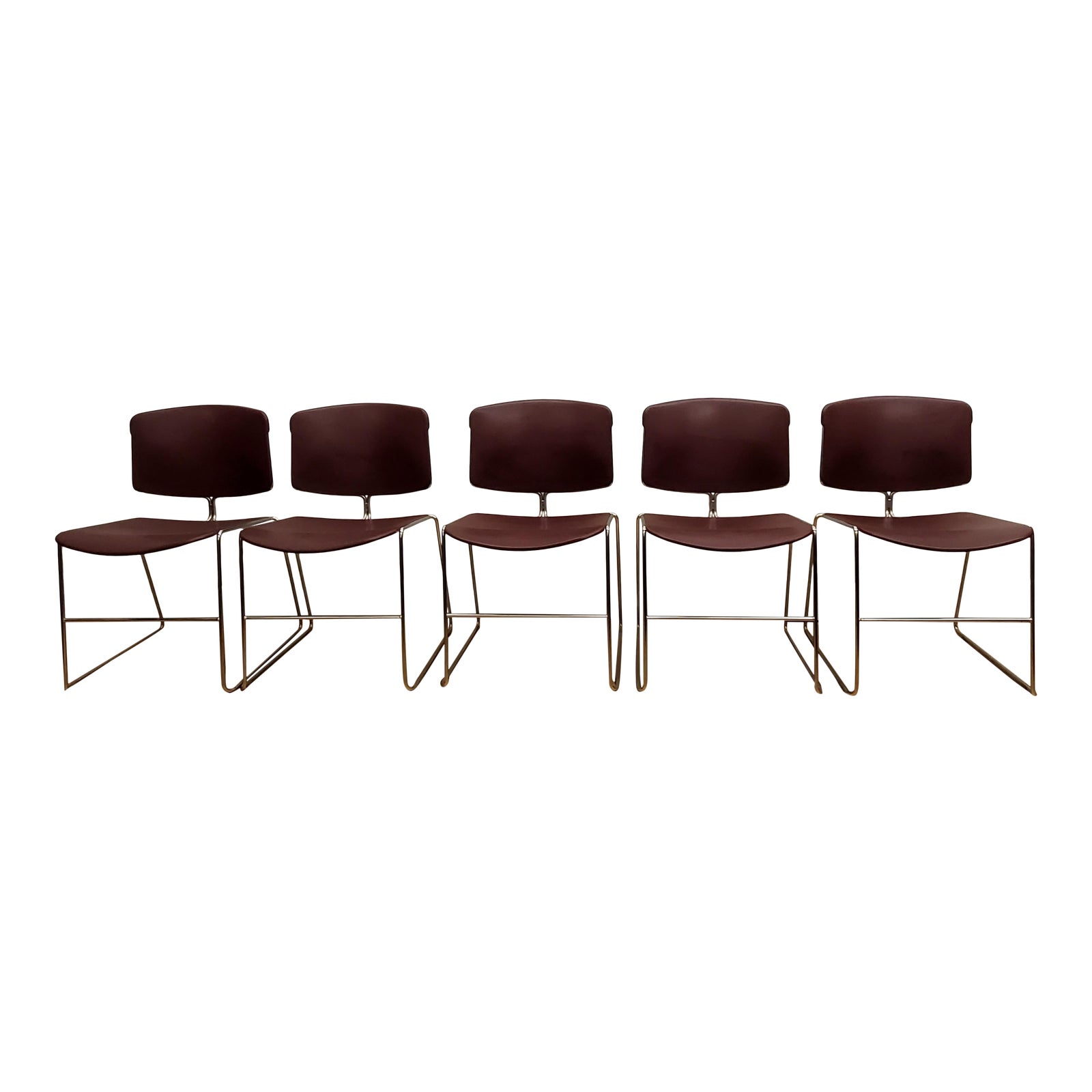Mid Century Steelcase Master Stacker Sled Base Chairs - Set of 5 | Chairish