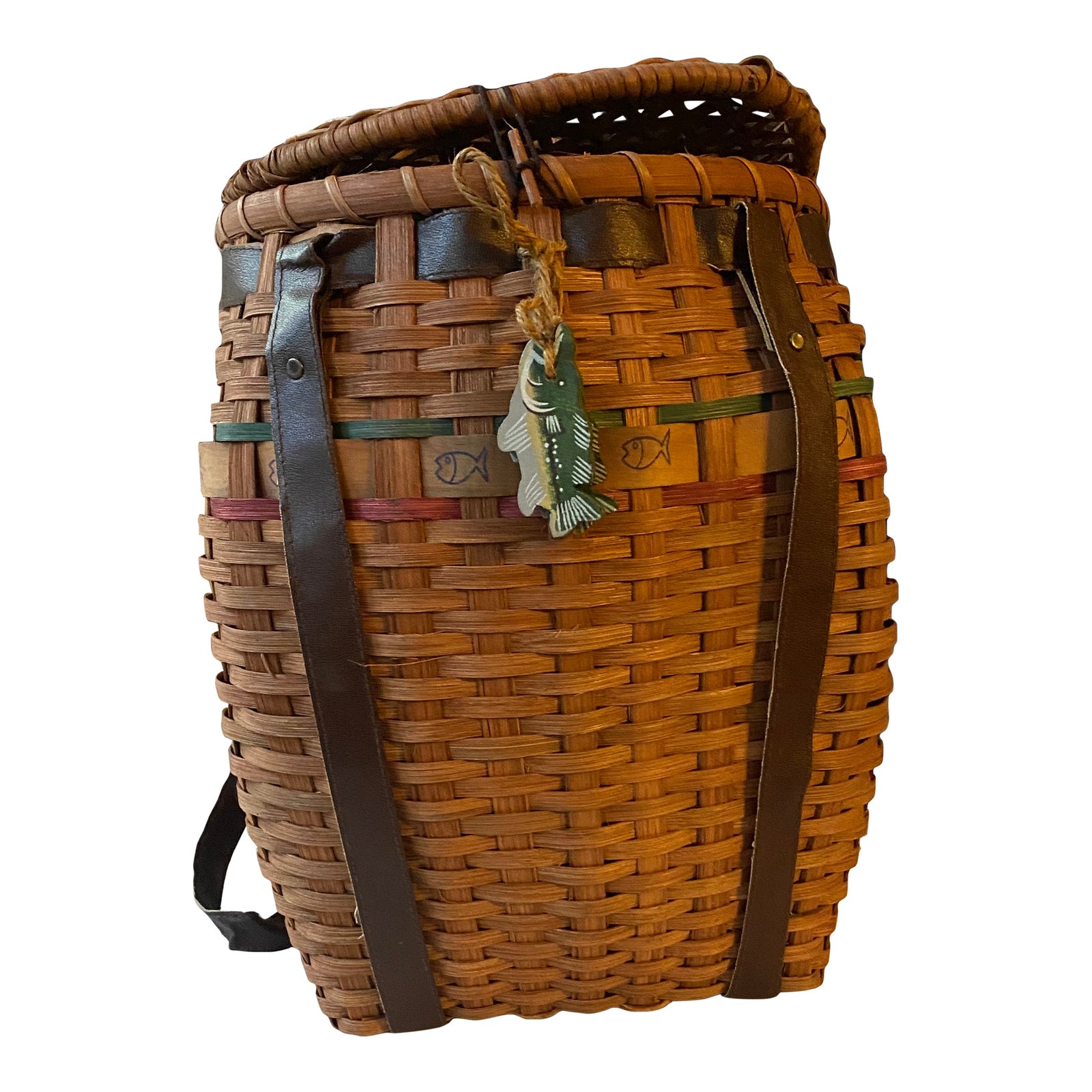 1980s Vintage Fishing Basket Backpack | Chairish