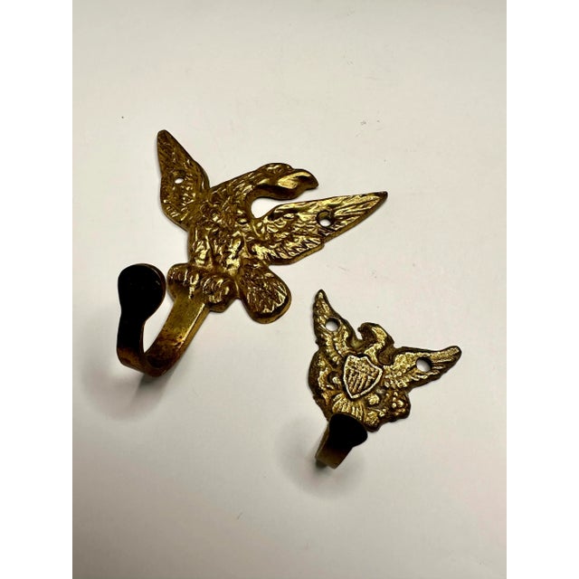 Late 20th Century Vintage American Classical Solid Brass Eagle Hooks, a Pair | Chairish