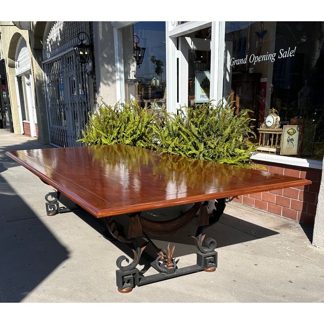 Huge Formations Furniture Wrought Iron & Gilt Metal 10’ Mahogany Dining ...