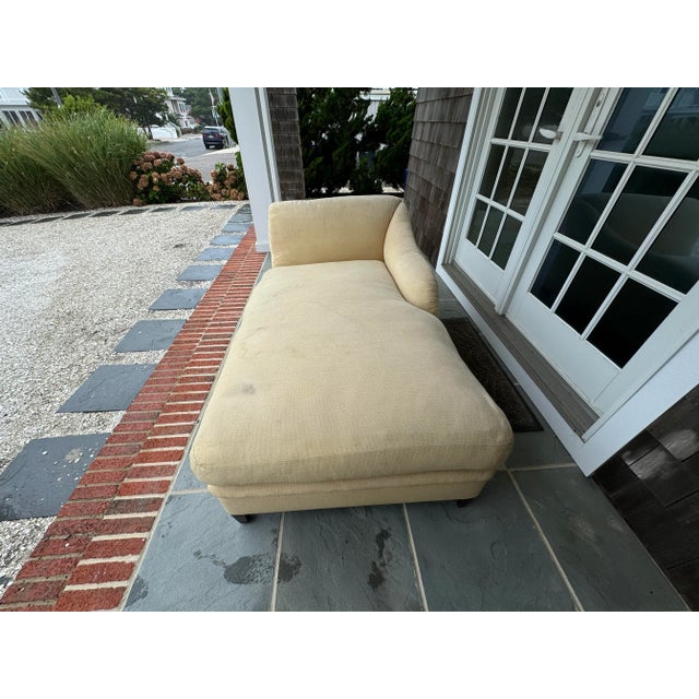 1990s English Cream Upholstered Chaise Lounge | Chairish