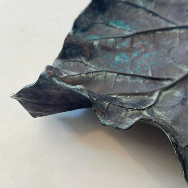 Antique Large Expertly Cast Leaf Tray in Bronze | Chairish
