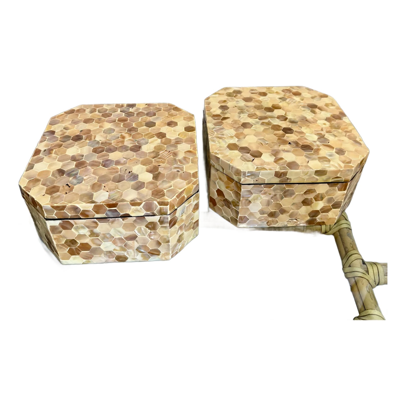 Tiled Shell Boxes, Pair | Chairish