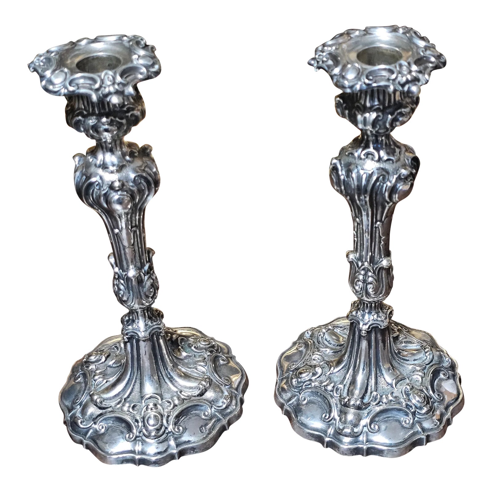 Antique SP Late 19th Century Ornate Elkington & Co Candlesticks - a ...