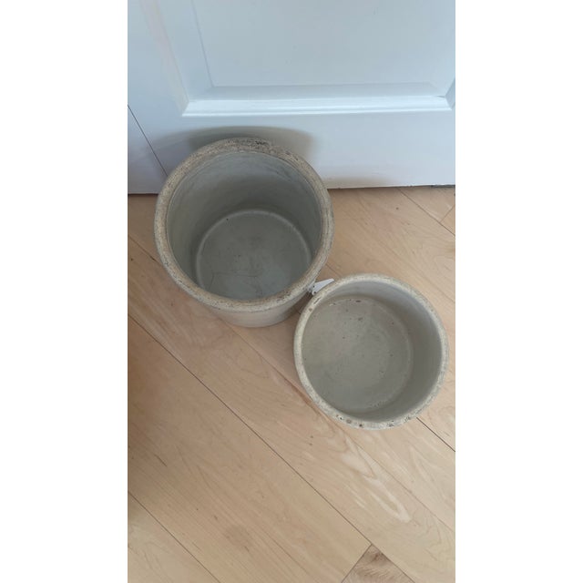 Pair of Early 1900s White Stoneware Crock Utensil Holder Crocks | Chairish