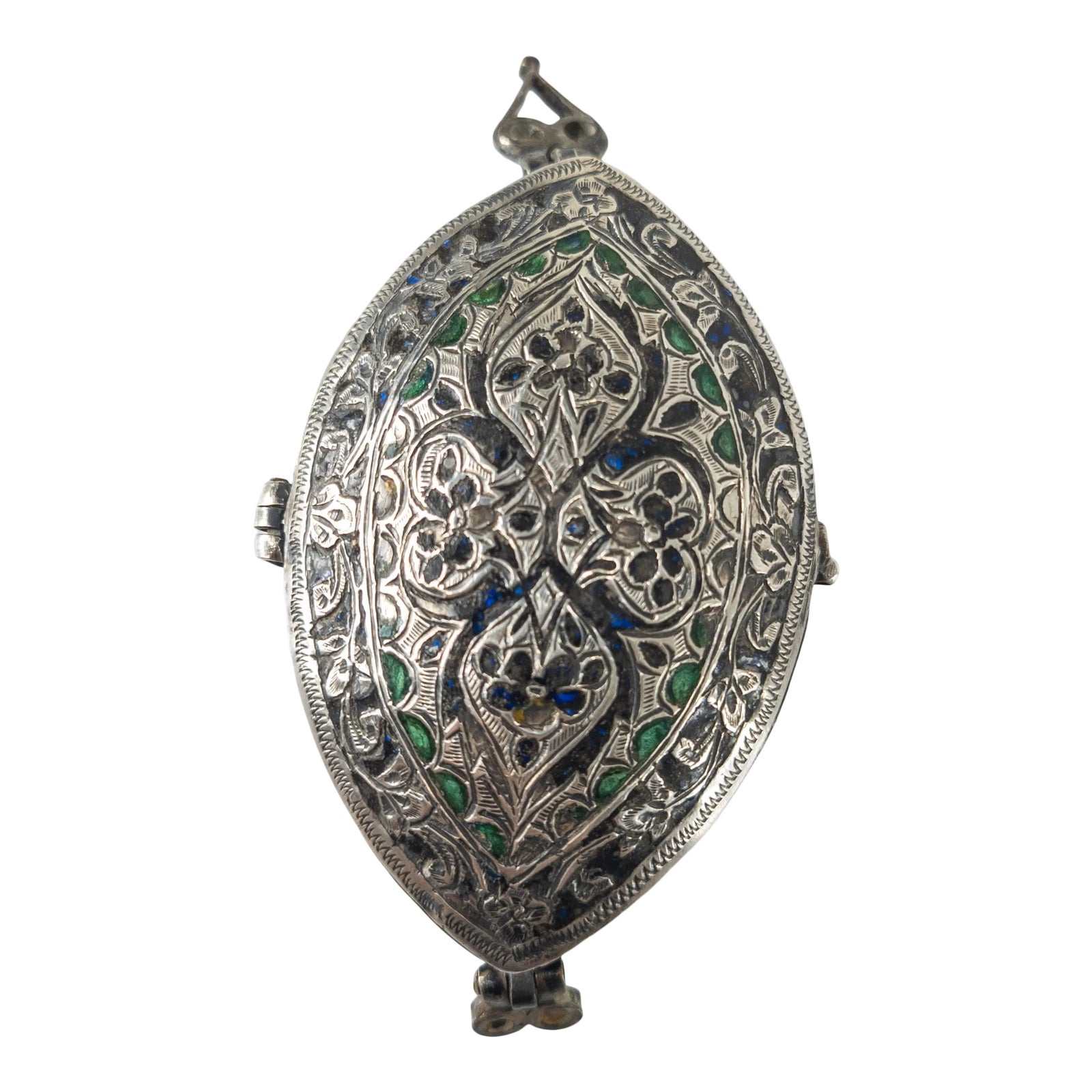 Antique Enameled Silver Middle Eastern Islamic Quran Box | Chairish