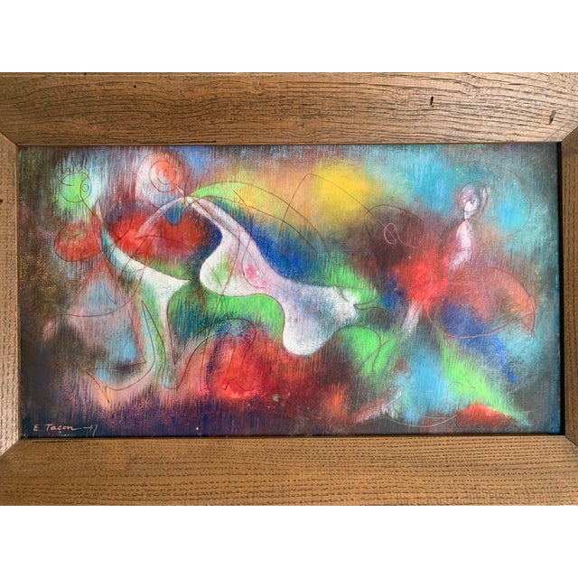 1947 Abstract Pastel Painting on Board by Edna Jeanette Tacon | Chairish