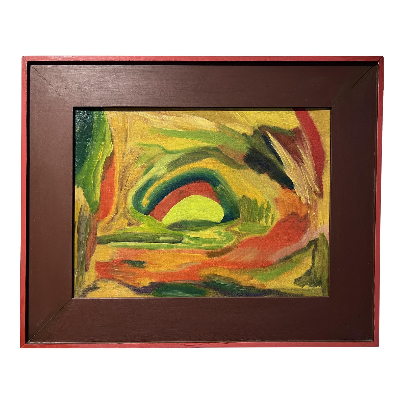 Virginia Barry Original Abstract Painting on Board, Custom Frame | Chairish