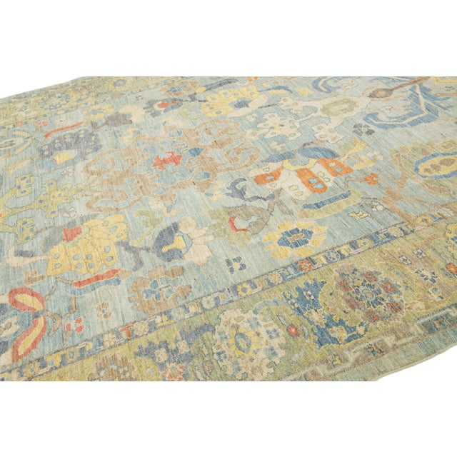 9 X 12 Apadana's Contemporary Designed Sultanabad Wool Rug in Blue and ...