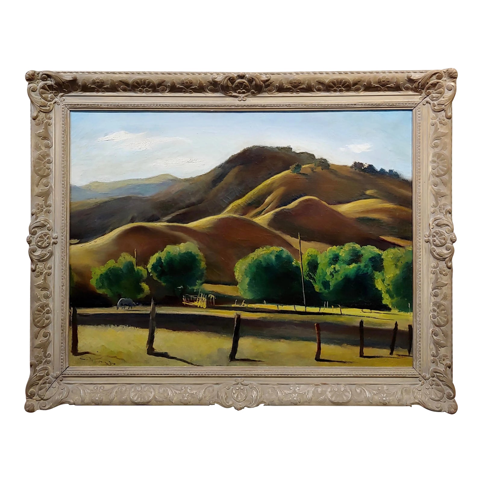Emil Kosa Jr. 1930s California Hills in a Farm Landscape-Oil Painting ...