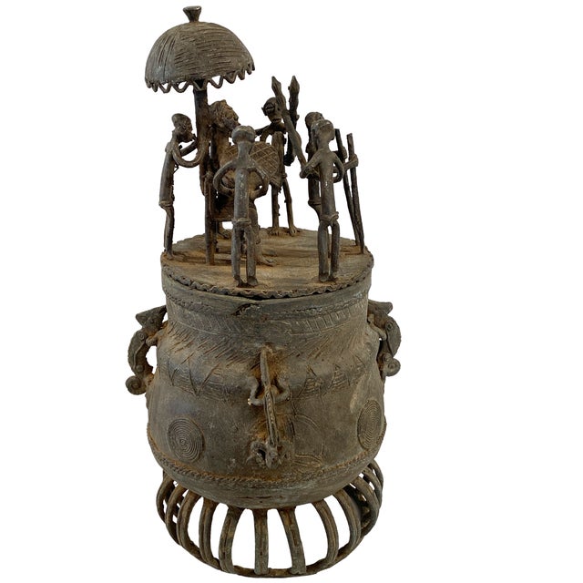 African Cast Bronze Vessel Kuduo Ashanti Tribe Ghana 12.25" H | Chairish