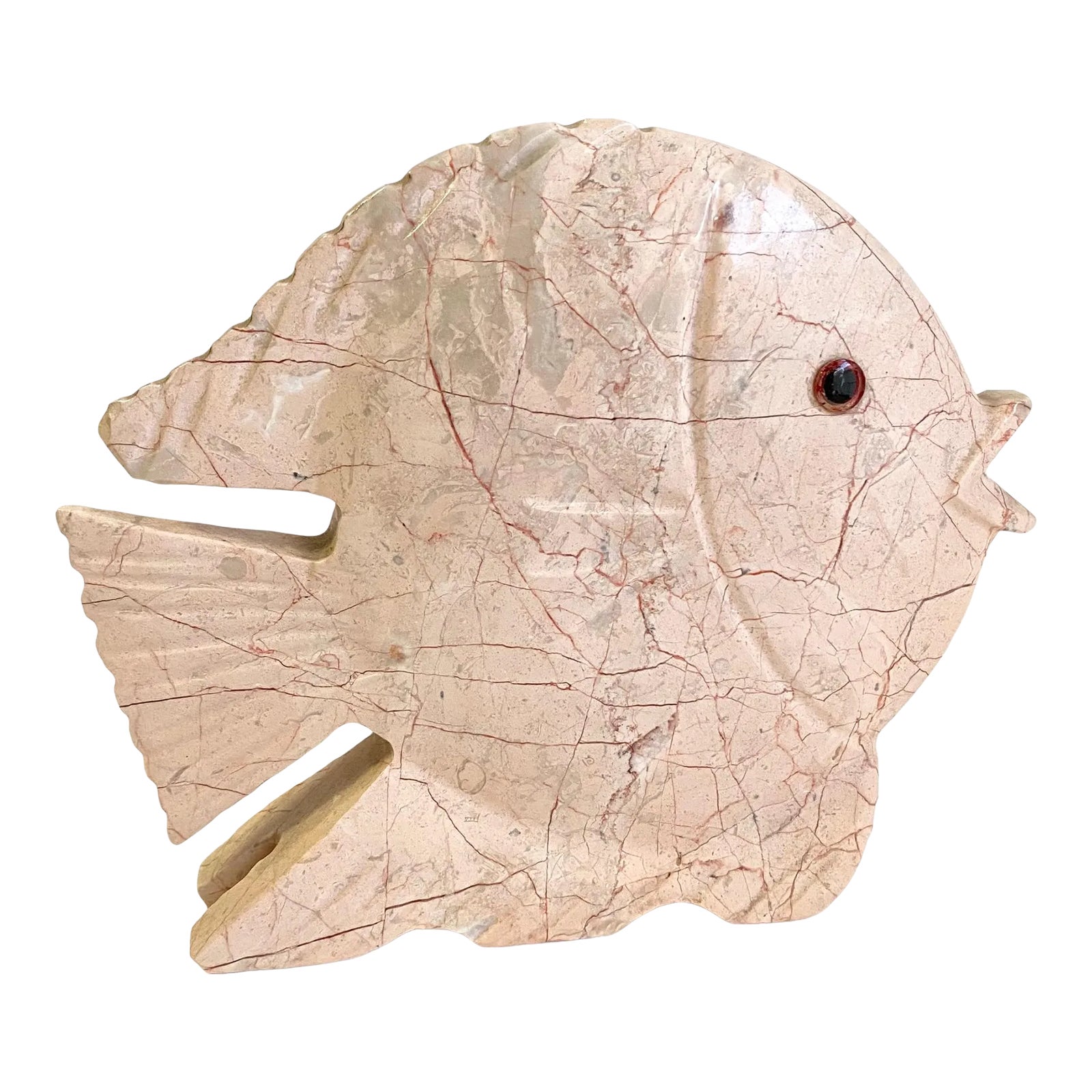 Vintage Pink Marble Fish Statue Carved Sculpture | Chairish