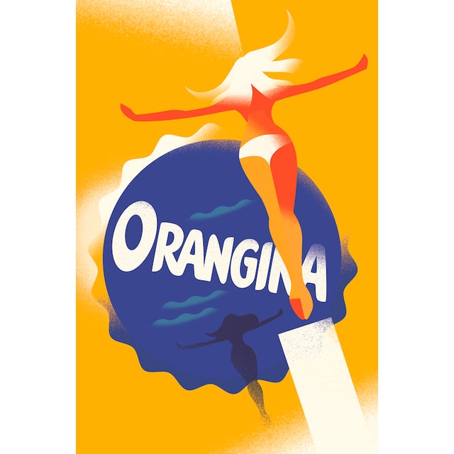2012 Modern Danish Mads Berg Poster, Orangina | Chairish