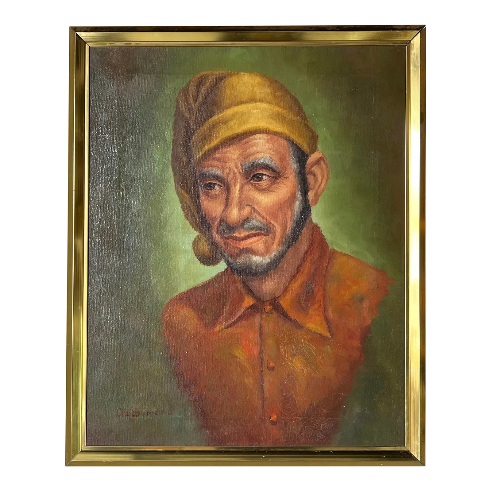 1970's De Simone Oil Portrait Painting, Framed | Chairish