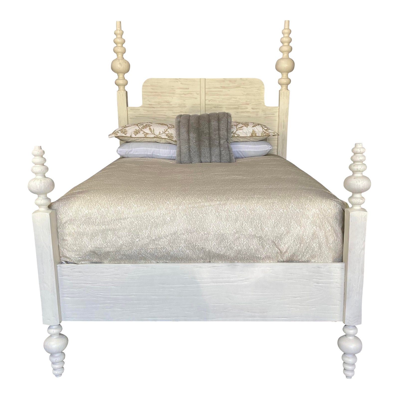 4 Poster Bobbin Bed Made of American Pine | Chairish